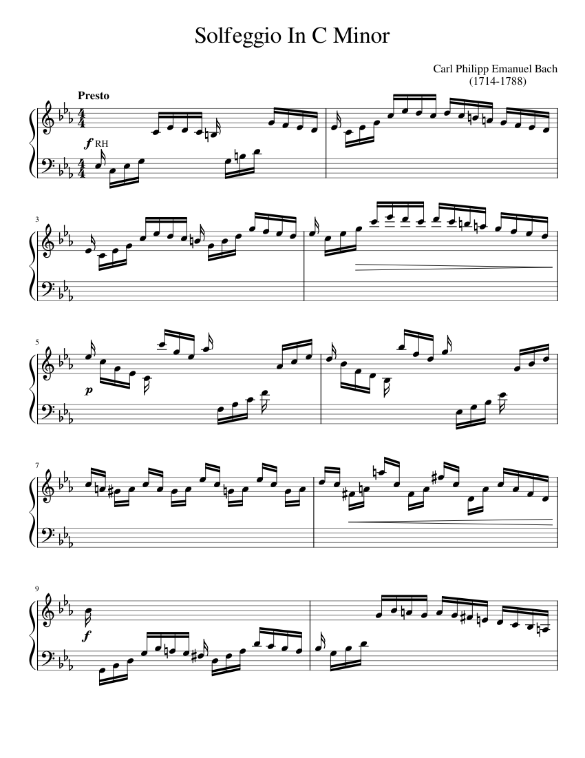 Solfeggio In C Minor Sheet Music for Piano (Solo) | MuseScore.com