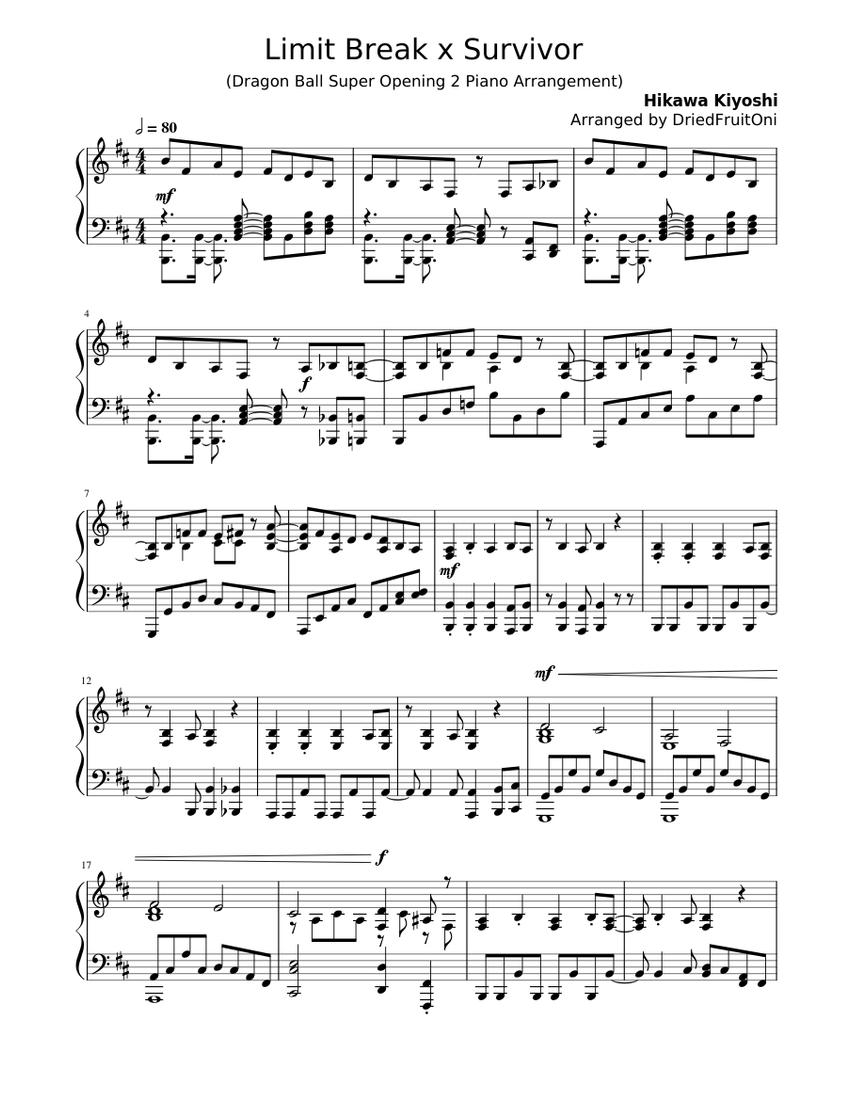 Limit break x Survivor – Kiyoshi Hiwaka Sheet music for Piano (Solo ...
