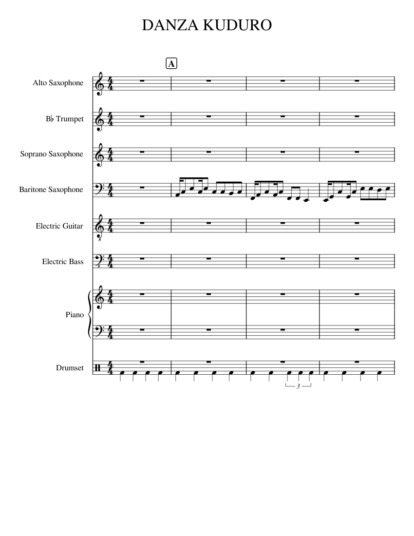 DANZA KUDURO Sheet music for Trombone, Saxophone alto, Saxophone tenor ...