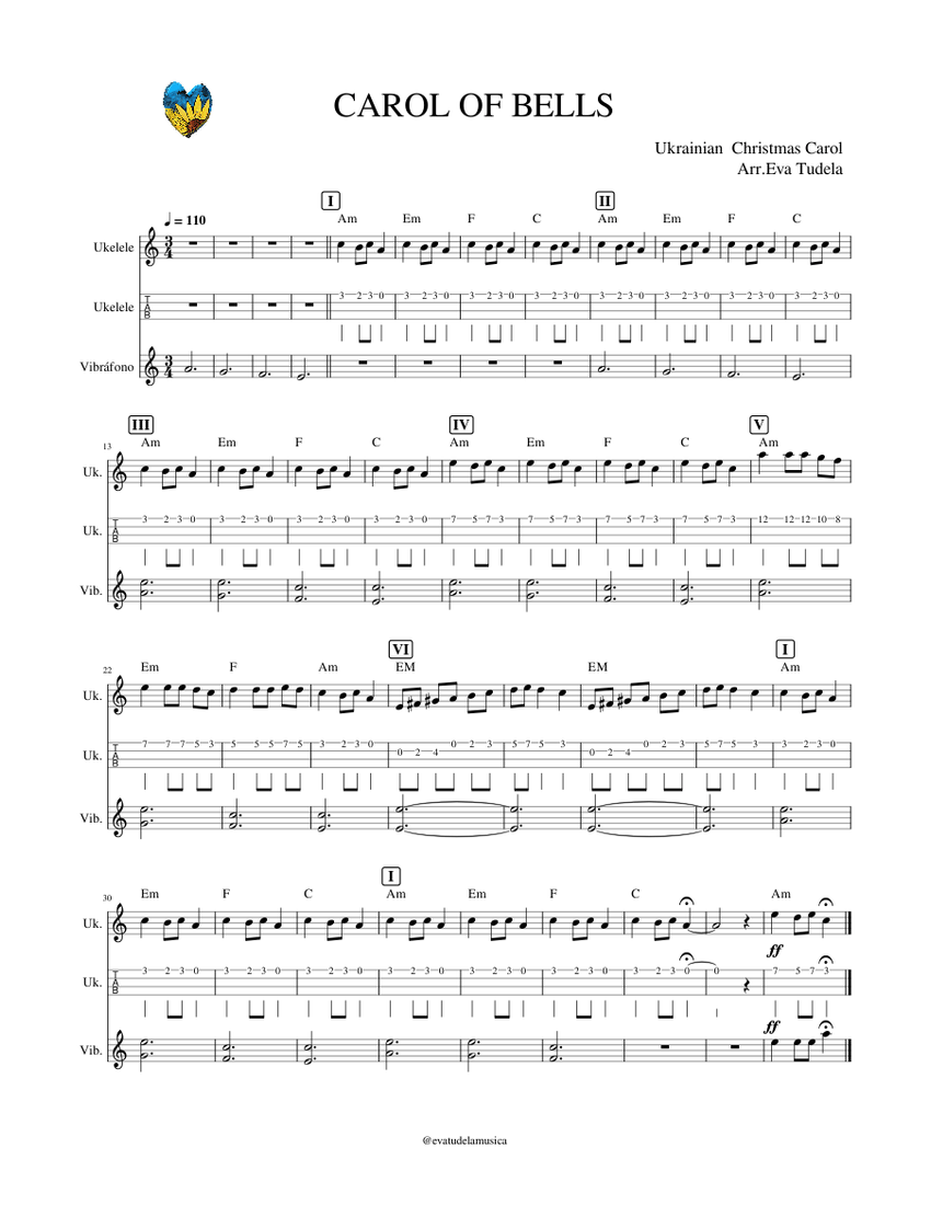Carol of the bells – Pentatonix CAROL OF BELLS Sheet Music and Tab with ...