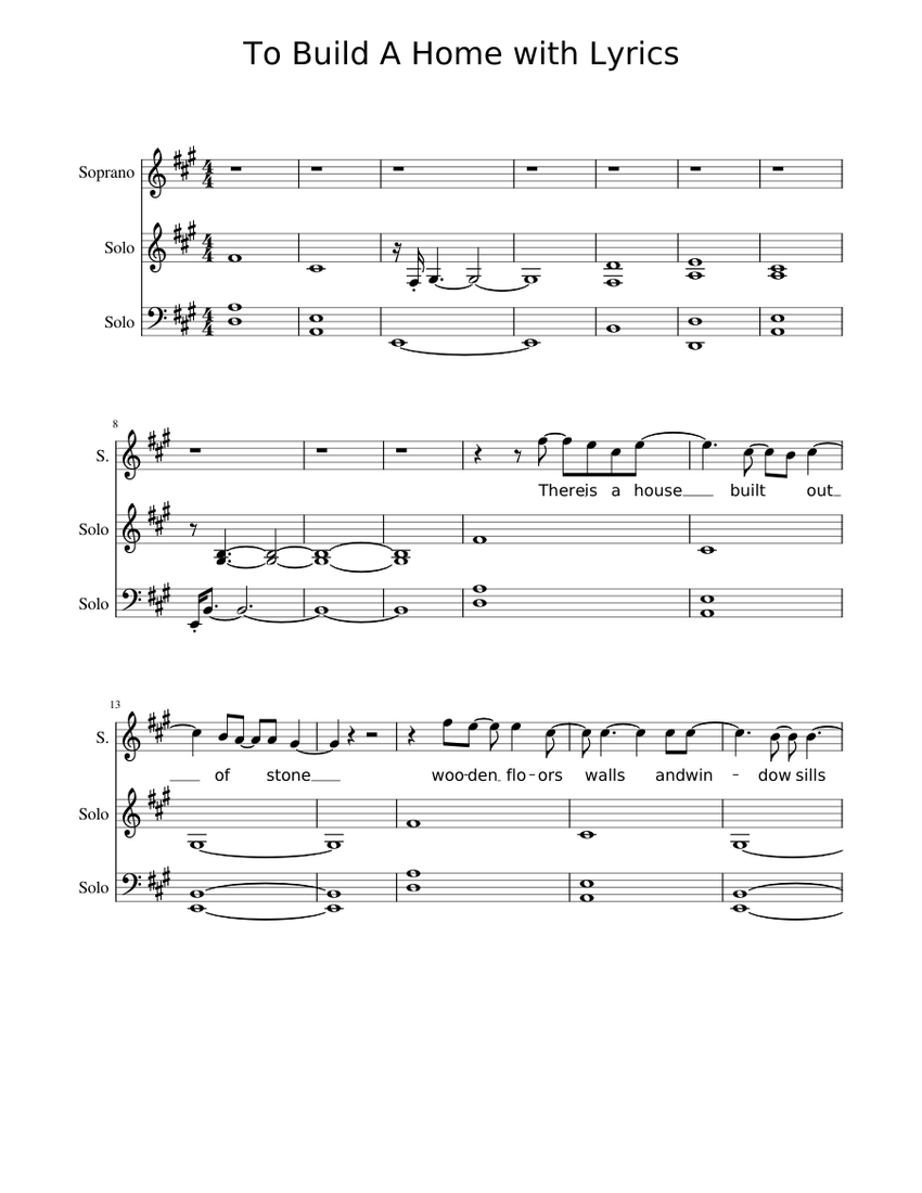 To Build A Home with Lyrics Sheet Music for Piano, Soprano (Mixed Trio ...