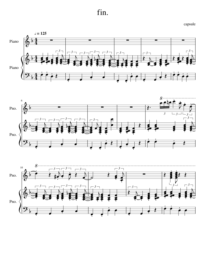 fin. Sheet music for Piano (Piano Duo) | Musescore.com