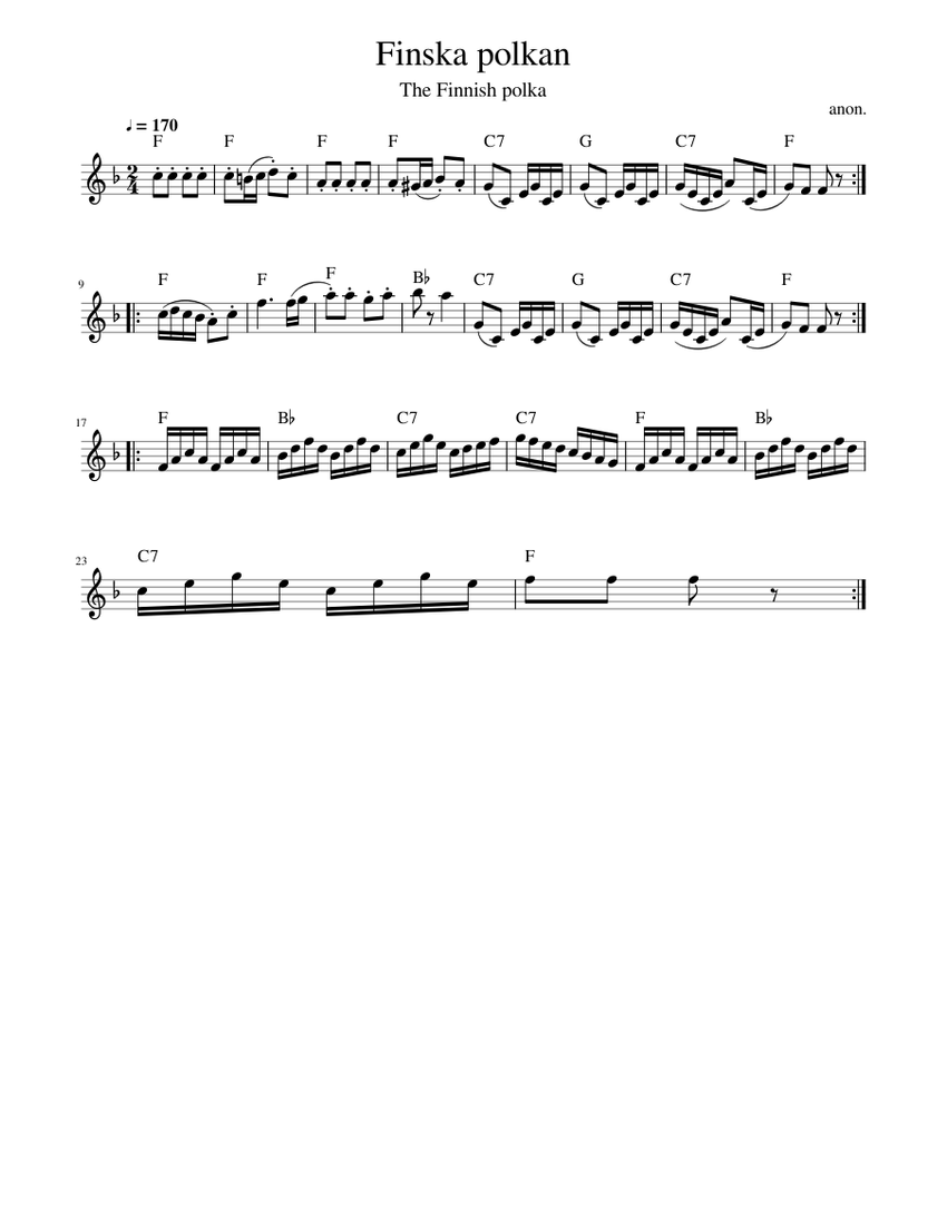Finska polkan Sheet music for Piano (Solo) | Musescore.com