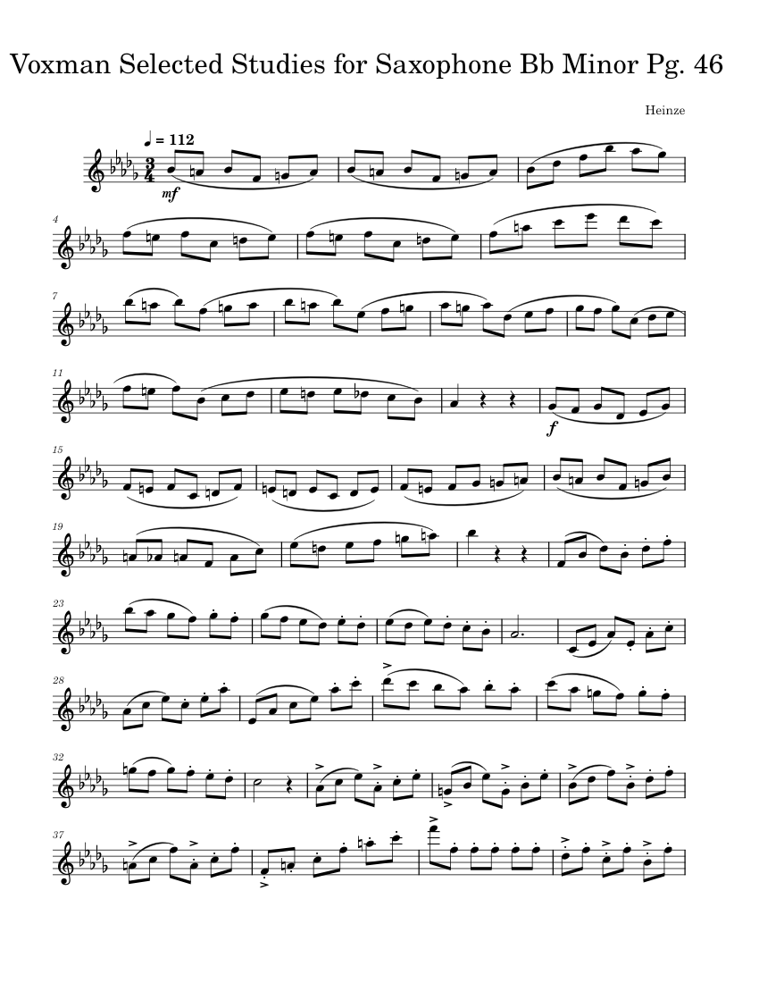 Voxman Selected Studies for Saxophone Bb Minor Pg – Gustav Adolf Heinze ...