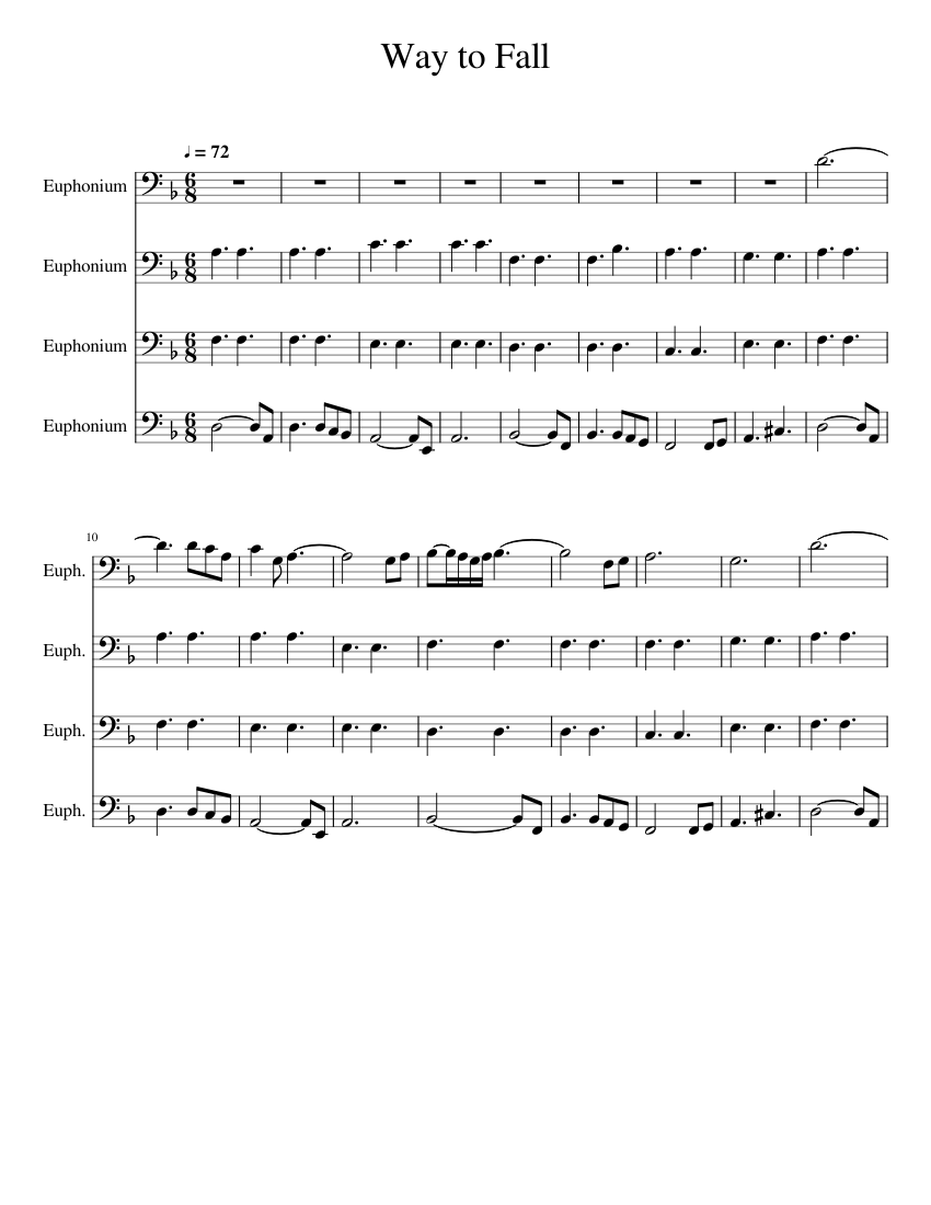 Way to Fall Sheet music for Euphonium (Mixed Quartet) | Musescore.com