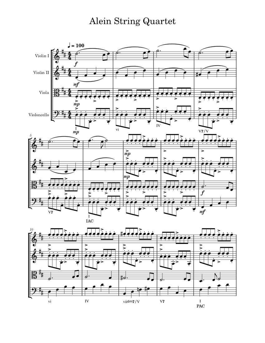 Alein String Quartet - Jeremiah Goodman - piano tutorial