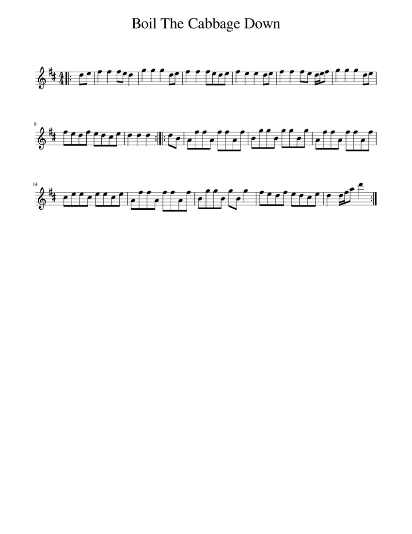 Boil The Cabbage Down Sheet Music for Piano (Solo) Easy | MuseScore.com