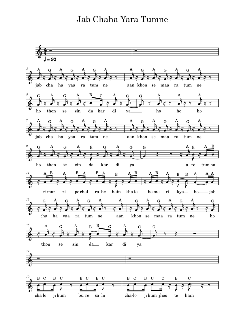 Jab Chaha Yara Tumne – Kishore Kumar Sheet music for Piano (Solo) Easy ...