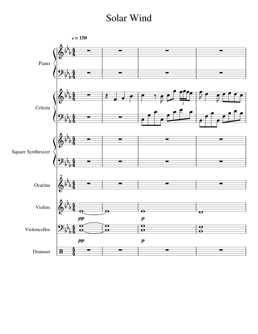 Solar Wind Sheet Music for Piano, Celesta, Drum group, Strings group ...
