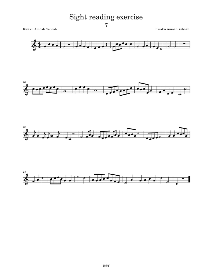 Sight reading exercise 7 Sheet Music for Piano (Solo) Easy | MuseScore.com