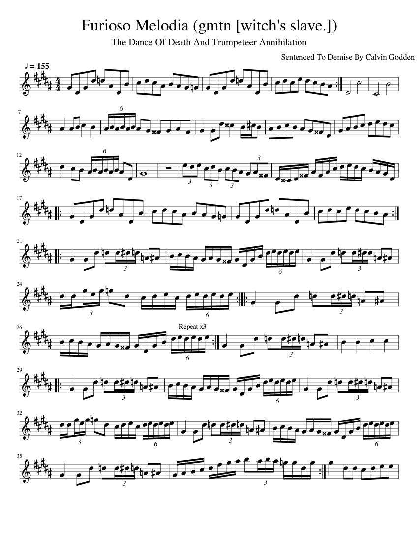 Furioso Melodia (gmtn.) (UPDATED) Sheet Music for Trumpet in b-flat ...