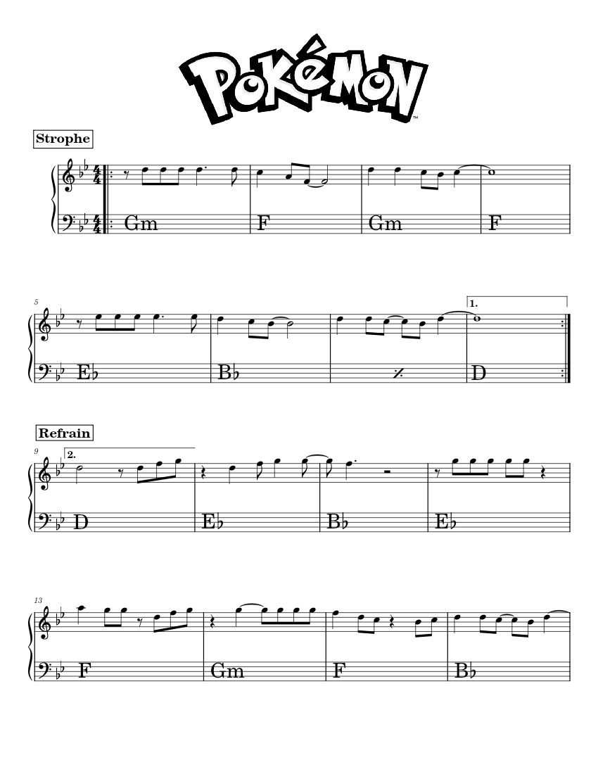 Pokémon Theme Sheet music for Piano (Solo) Easy | Musescore.com