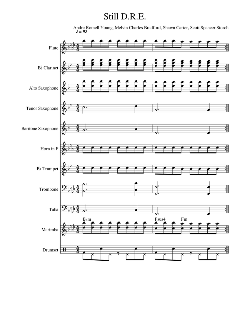 Still D.R.E. Sheet Music with Chords for Trombone, Tuba, Flute ...