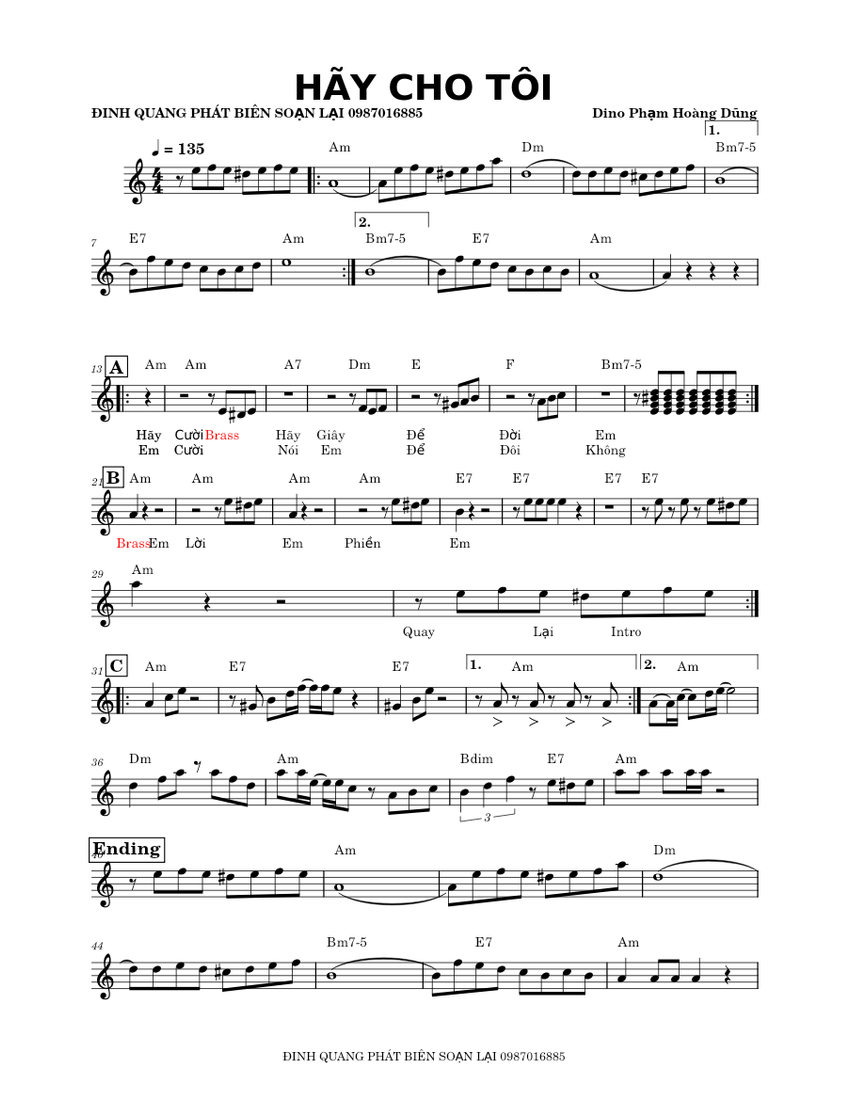 Hãy cho tôi HÃY CHO TÔI Sheet music for Piano (Piano-Voice-Guitar ...