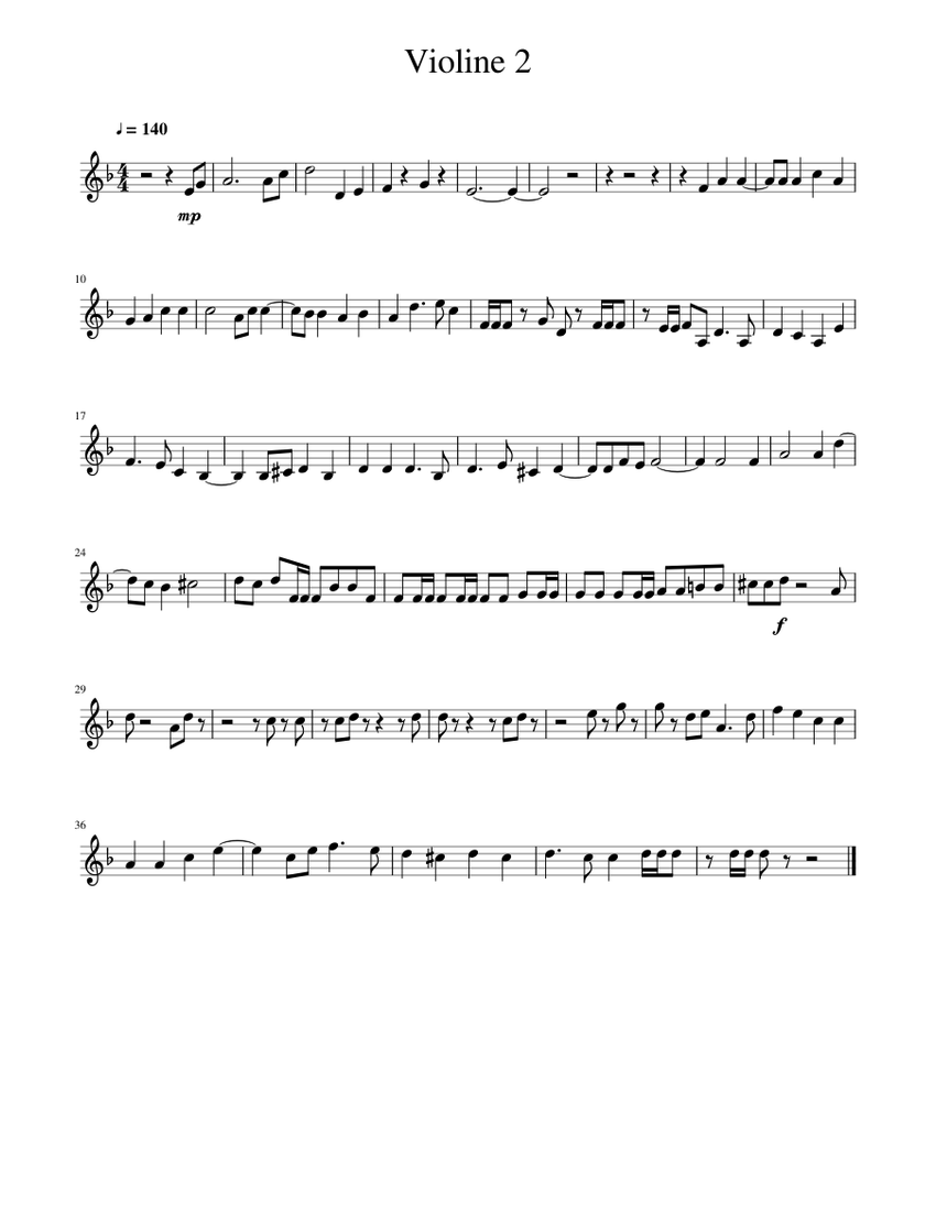 Violine 2 Sheet music for Violin (Solo) | Musescore.com