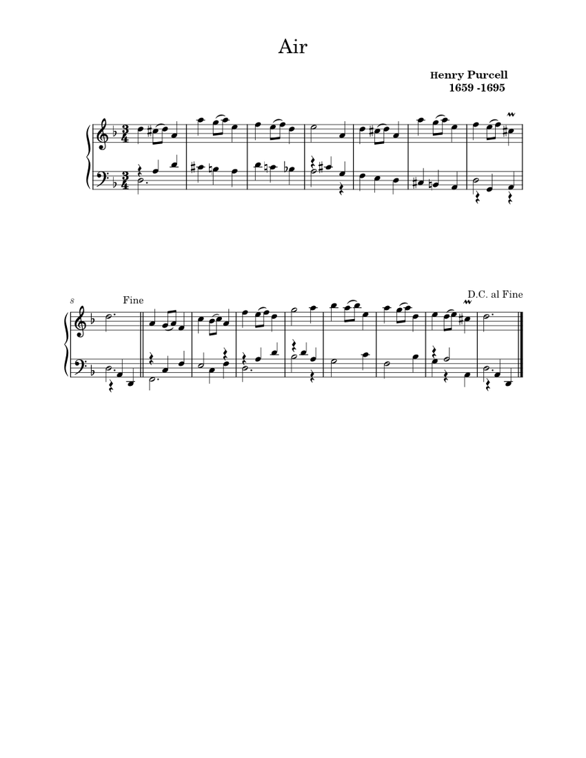 Air – Henry Purcell Sheet music for Harpsichord (Solo) | Musescore.com
