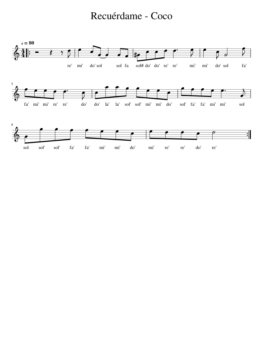 Recuérdame - Coco Sheet music for Piano (Solo) Easy | Musescore.com