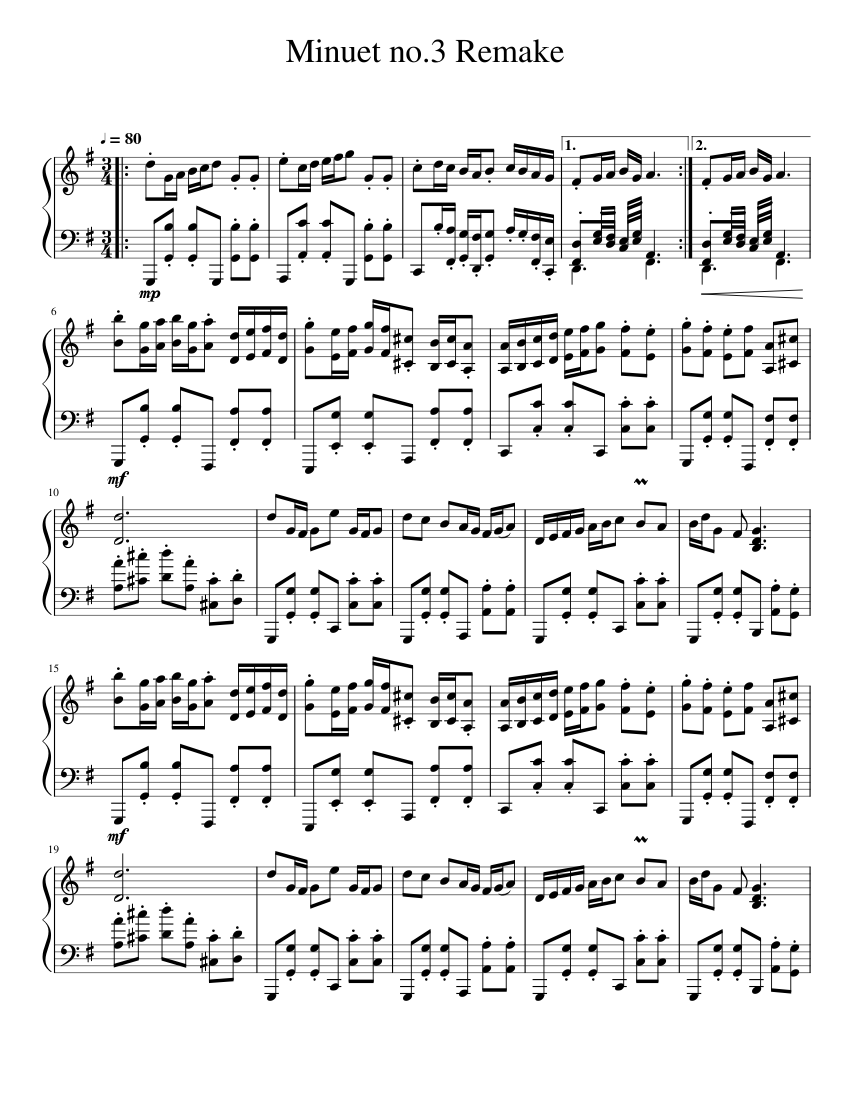 Minuet no.1 Remake Sheet music for Piano (Solo) | Musescore.com