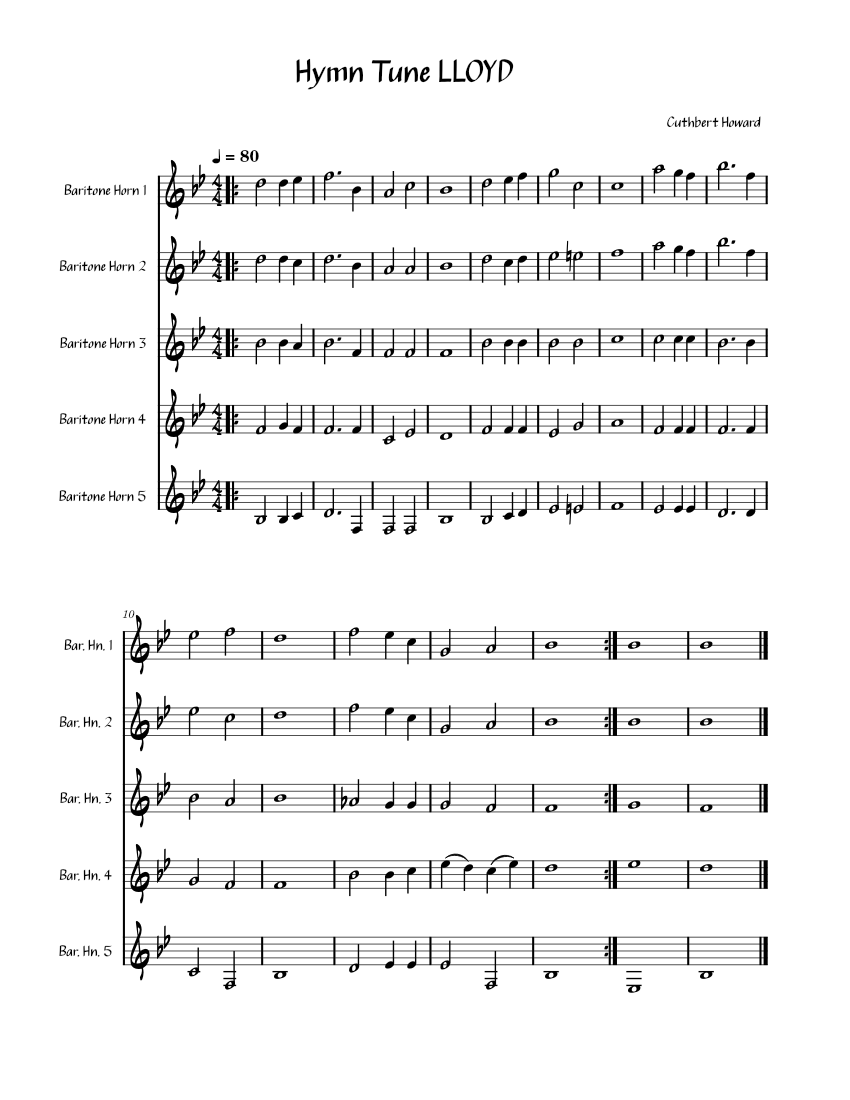 Hymn Tune LLOYD Sheet Music for Baritone horn (Brass Quartet ...