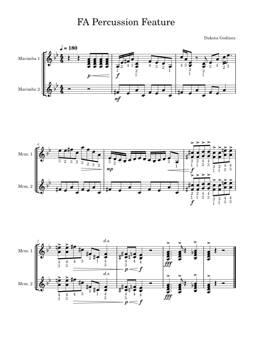 FA Percussion Feature Sheet music for Marimba (Percussion Duet ...