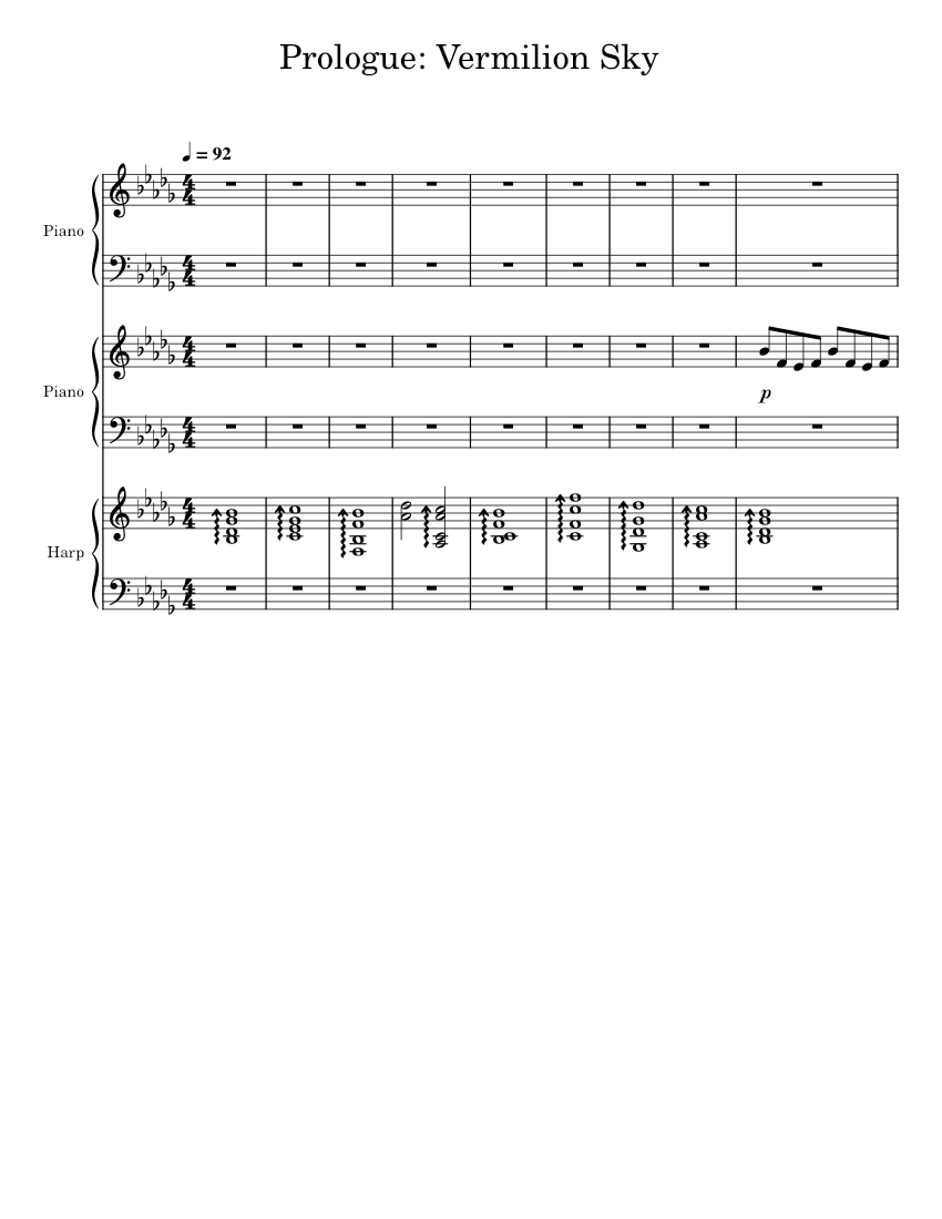 Prologue: Vermilion Sky Sheet music for Piano, Harp (Mixed Trio ...
