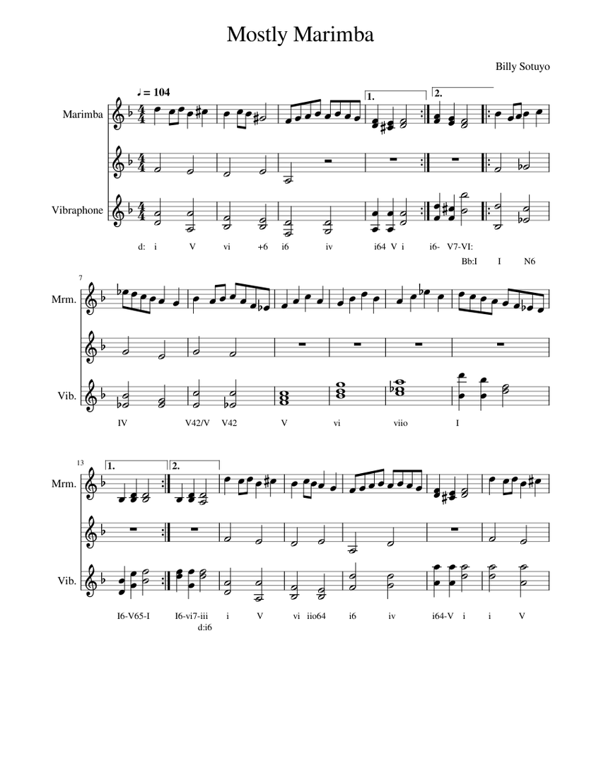 Mostly Marimba Sheet music for Vibraphone, Marimba (Percussion Trio ...