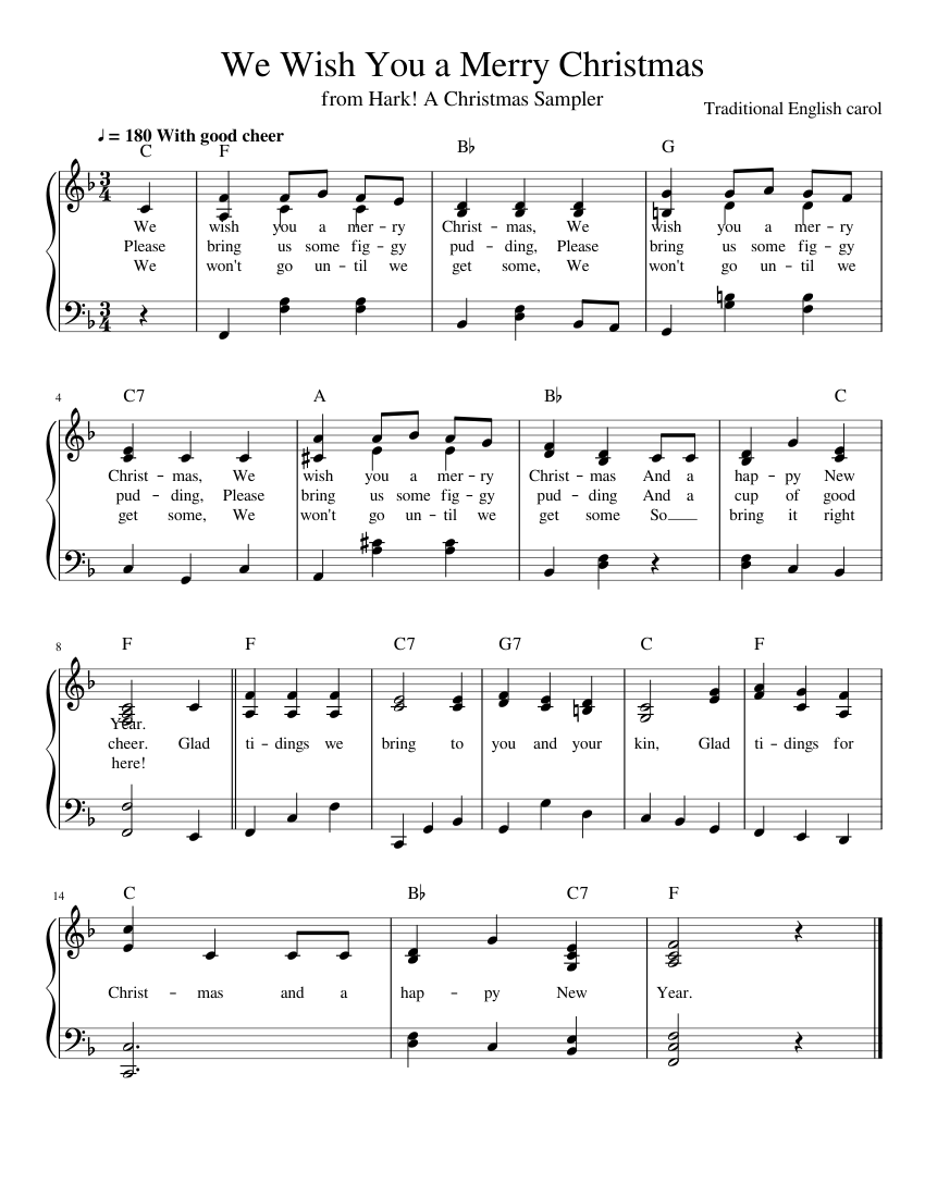 We Wish You a Merry Christmas Sheet music for Piano (Solo) Easy ...