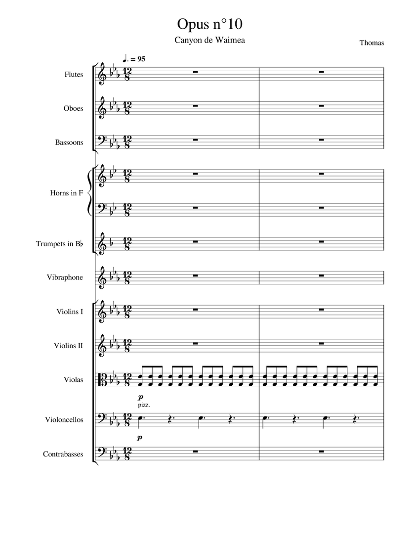 Opus n°10 Sheet music for Flute, Oboe, Bassoon, Trumpet in b-flat ...