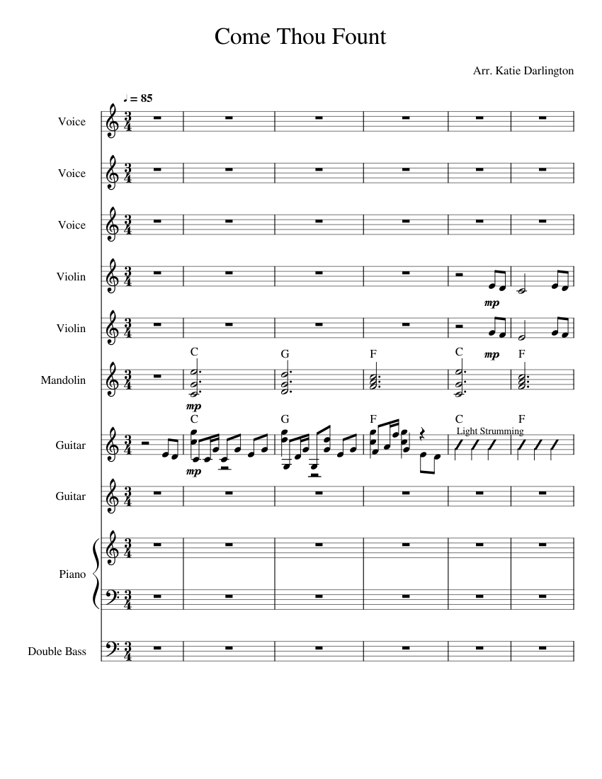 Come Thou Fount Full Score Sheet Music with Chords for Piano, Vocals ...