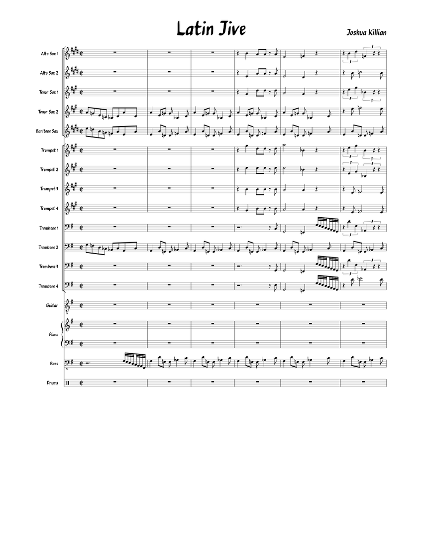 Latin Jive Sheet music for Piano, Trombone, Saxophone alto, Saxophone ...