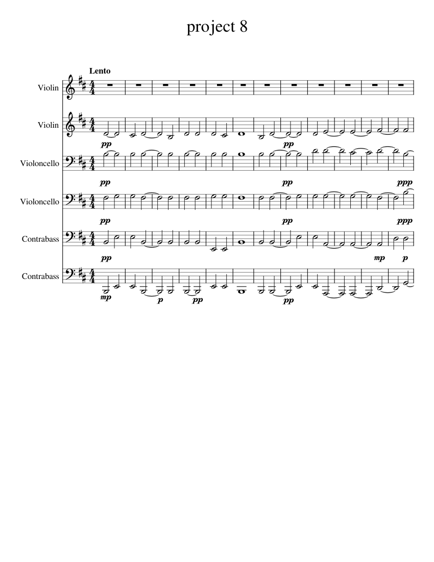 Project 8 Sheet Music For Contrabass Violin Cello Mixed Ensemble