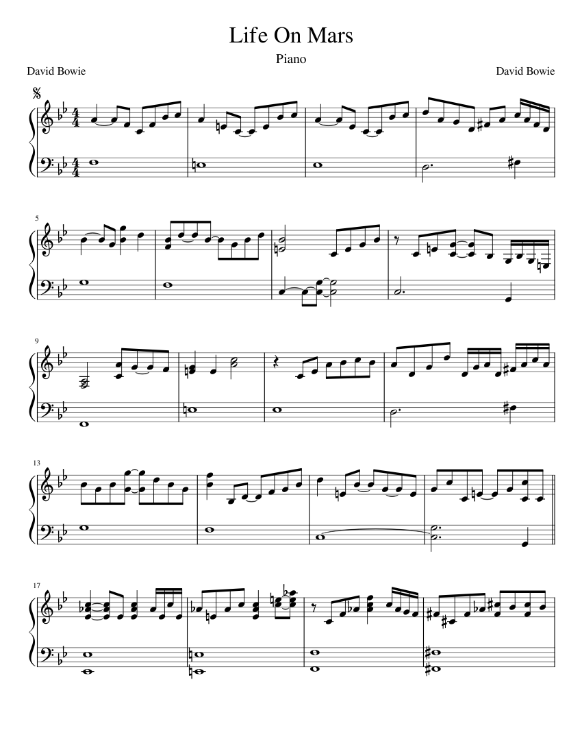 Life On Mars? Sheet Music for Piano (Solo) | MuseScore.com