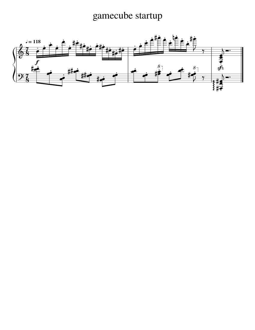 Nintendo Gamecube Startup Sheet music for Piano (Solo) | Musescore.com