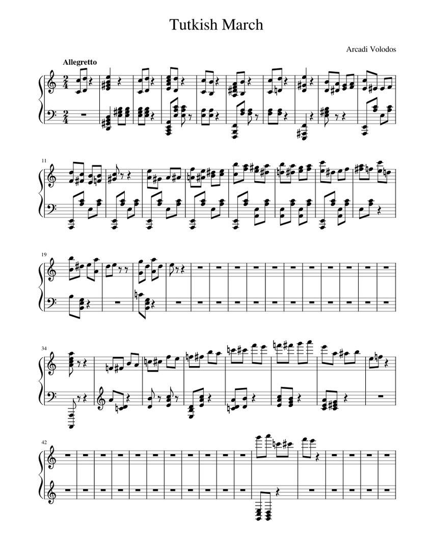 Turkish March Sheet music for Piano (Solo) Easy | Musescore.com