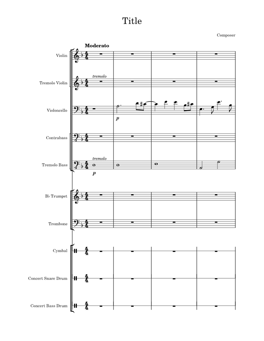 free comp2 2 Sheet music for Trombone, Trumpet in b-flat, Contrabass, Snare drum & more ...