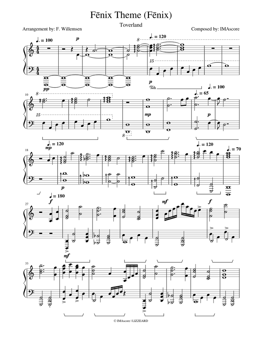 Fenix Theme Fenix Sheet music for Piano (Solo) | Musescore.com