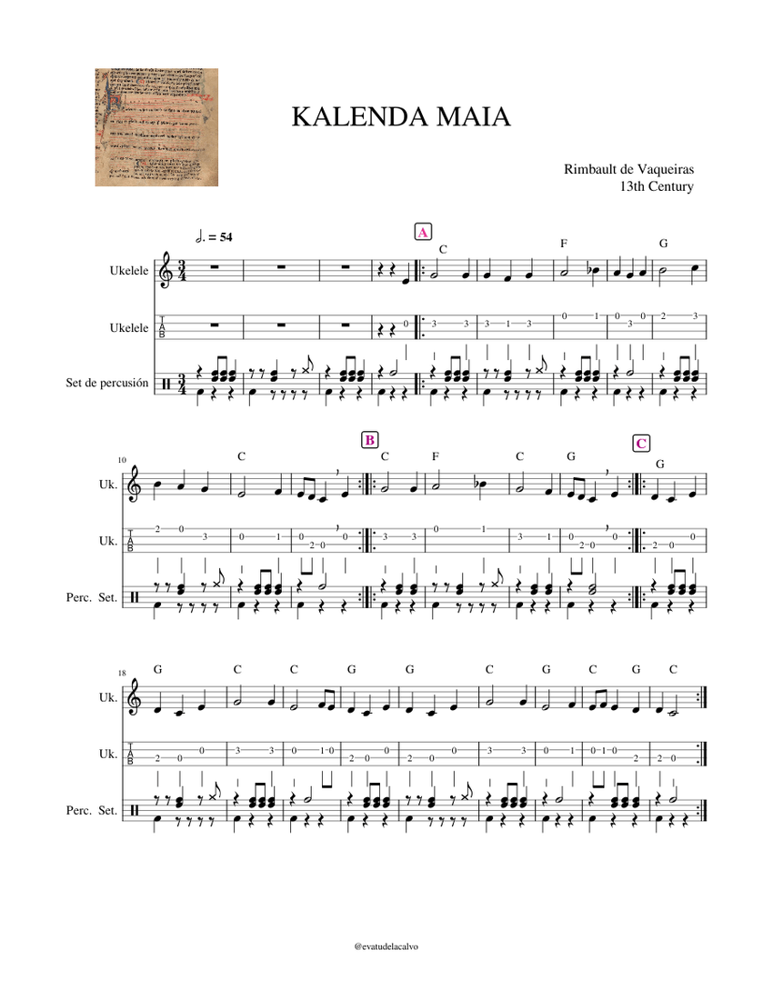 Kalenda Maya – Raimbaut de Vaqueiras KALENDA MAIA -arreglo Sheet music ...