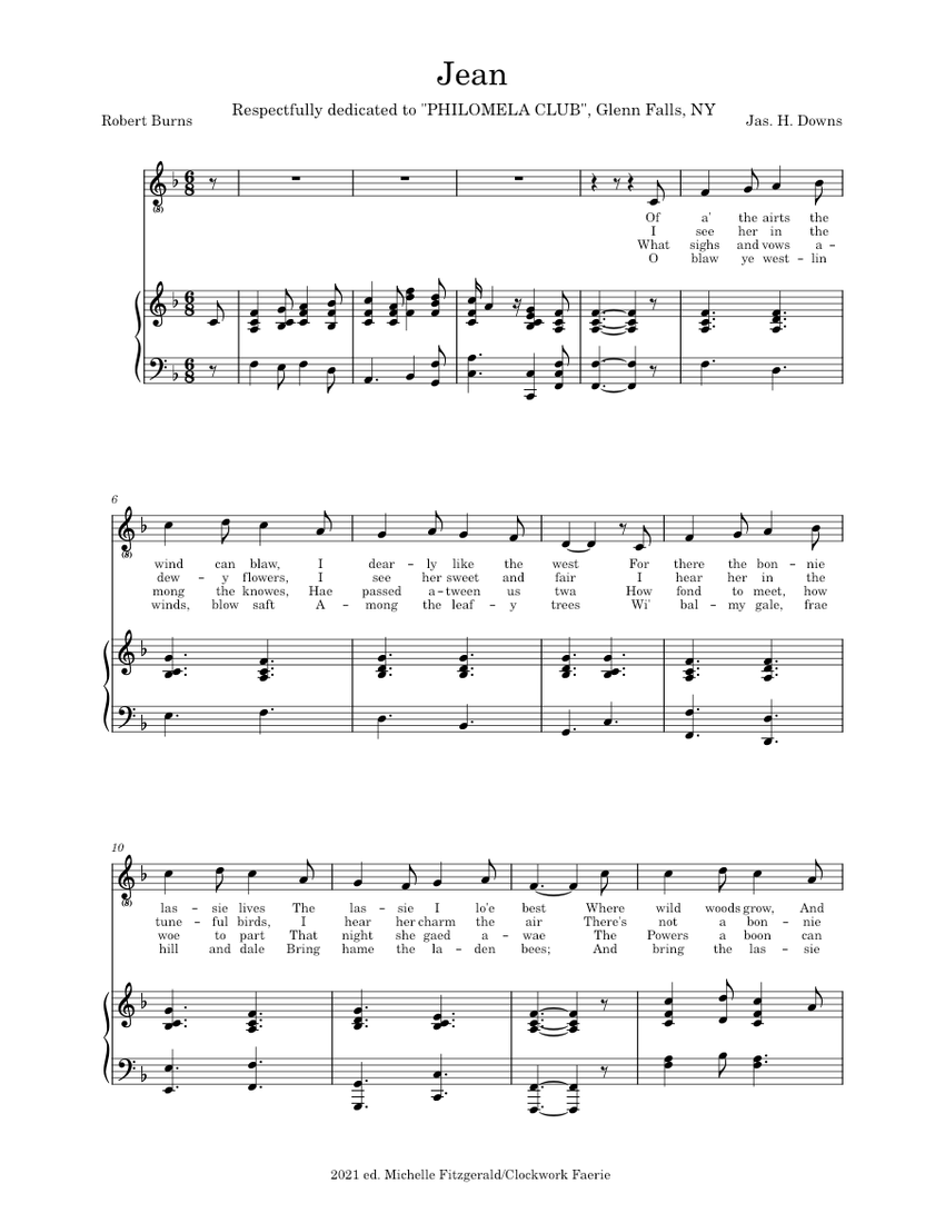 Jean Sheet music for Piano, Vocals (Piano-Voice) | Musescore.com