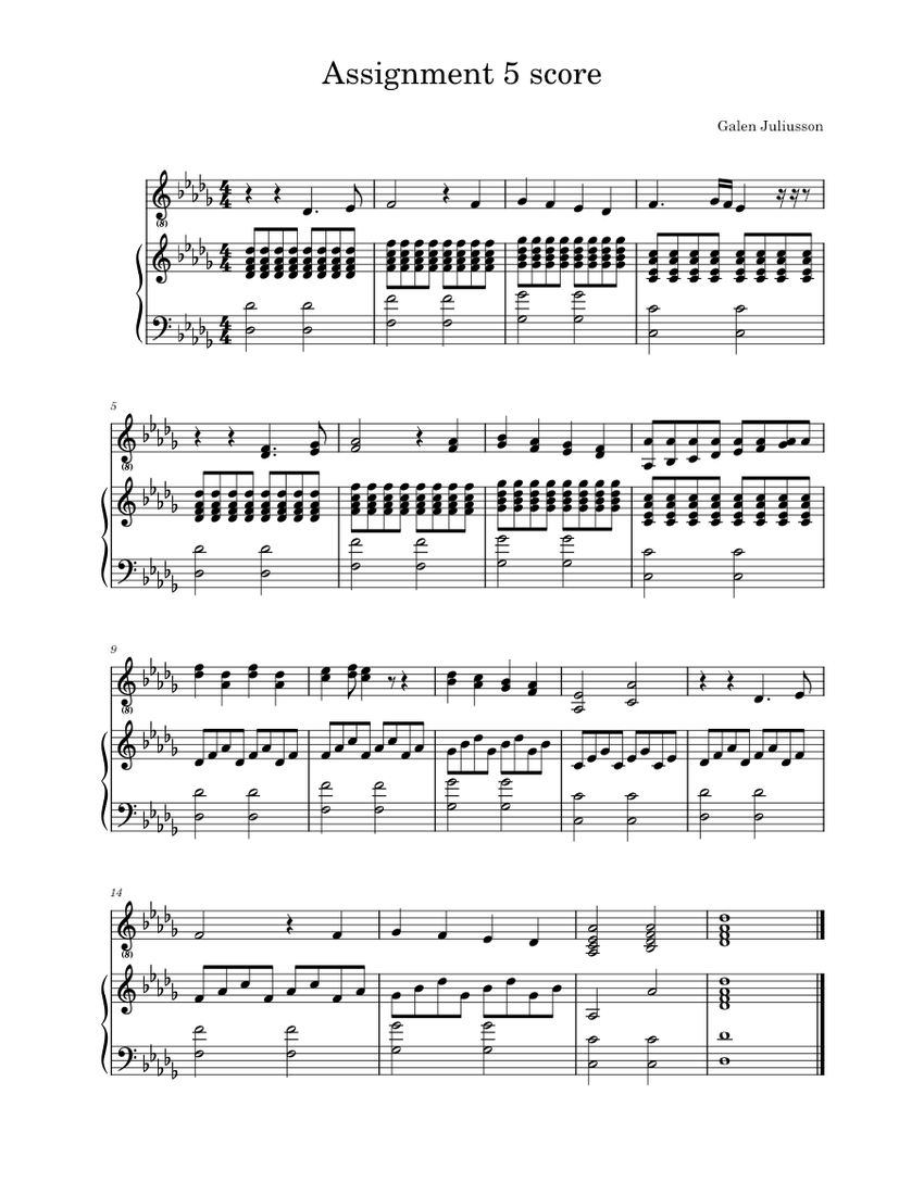 Assignment 5 score Sheet Music for Piano, Vocals (Piano-Voice ...