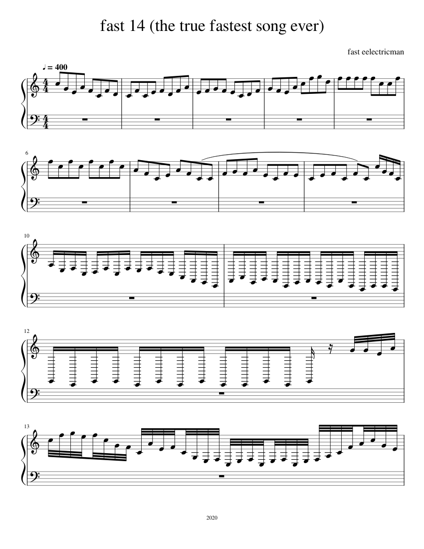 fast_14_(the_true_fastest_song_ever) Sheet music for Piano (Solo) Easy ...