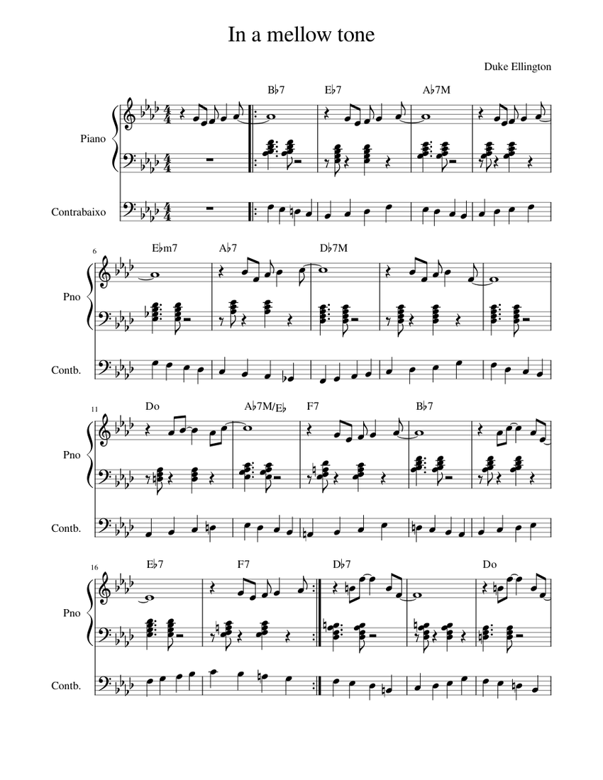 In a mellow tone – Duke Ellington Trab2-In a Mellow Tone-walking bass ...