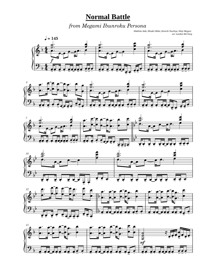 Normal Battle (Persona 1) Sheet Music for Piano (Solo) | MuseScore.com