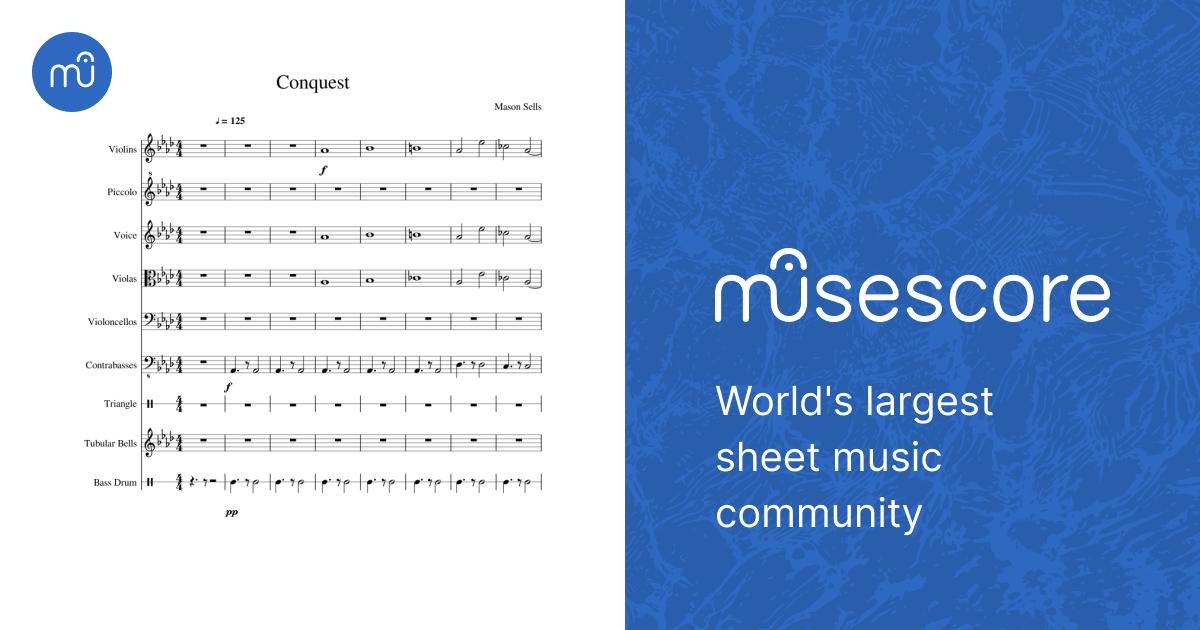 Conquest Sheet music for Vocals, Flute piccolo, Bass drum, Strings ...