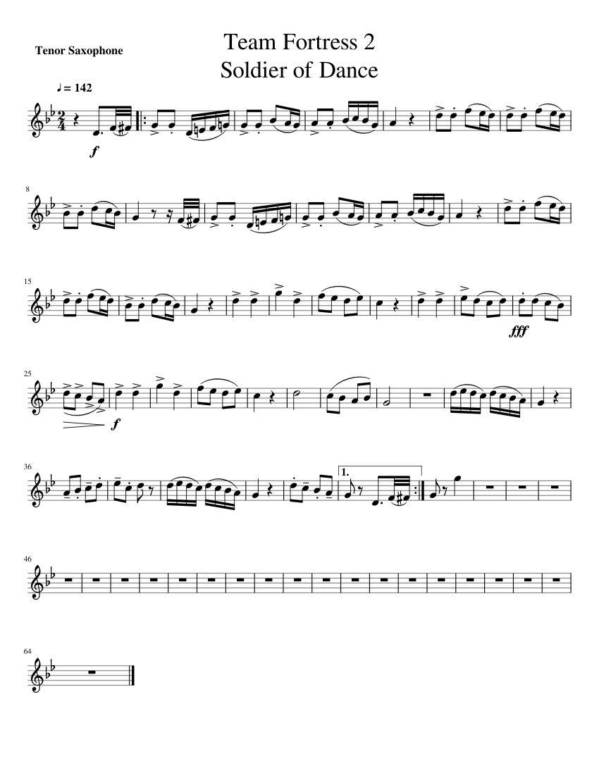 Team Fortress 2 Soldier of Dance Sheet Music for Saxophone alto (Solo ...