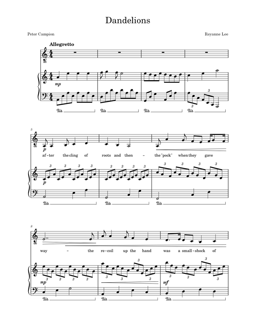 dandelions Sheet music for Piano, Vocals (Piano-Voice) | Musescore.com