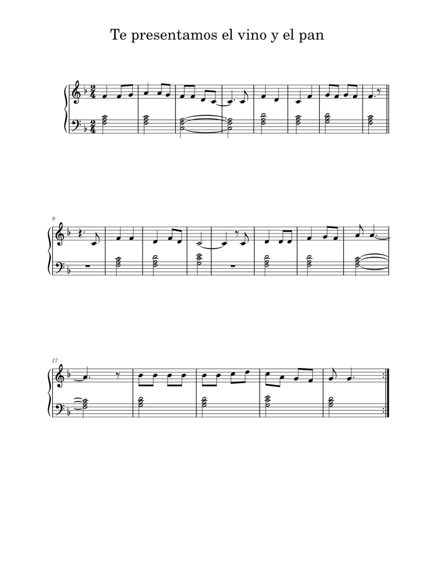 Te presentamos el vino y el pan – Juan Antonio Espinosa Te presentamos el vino y el pan Sheet ...
