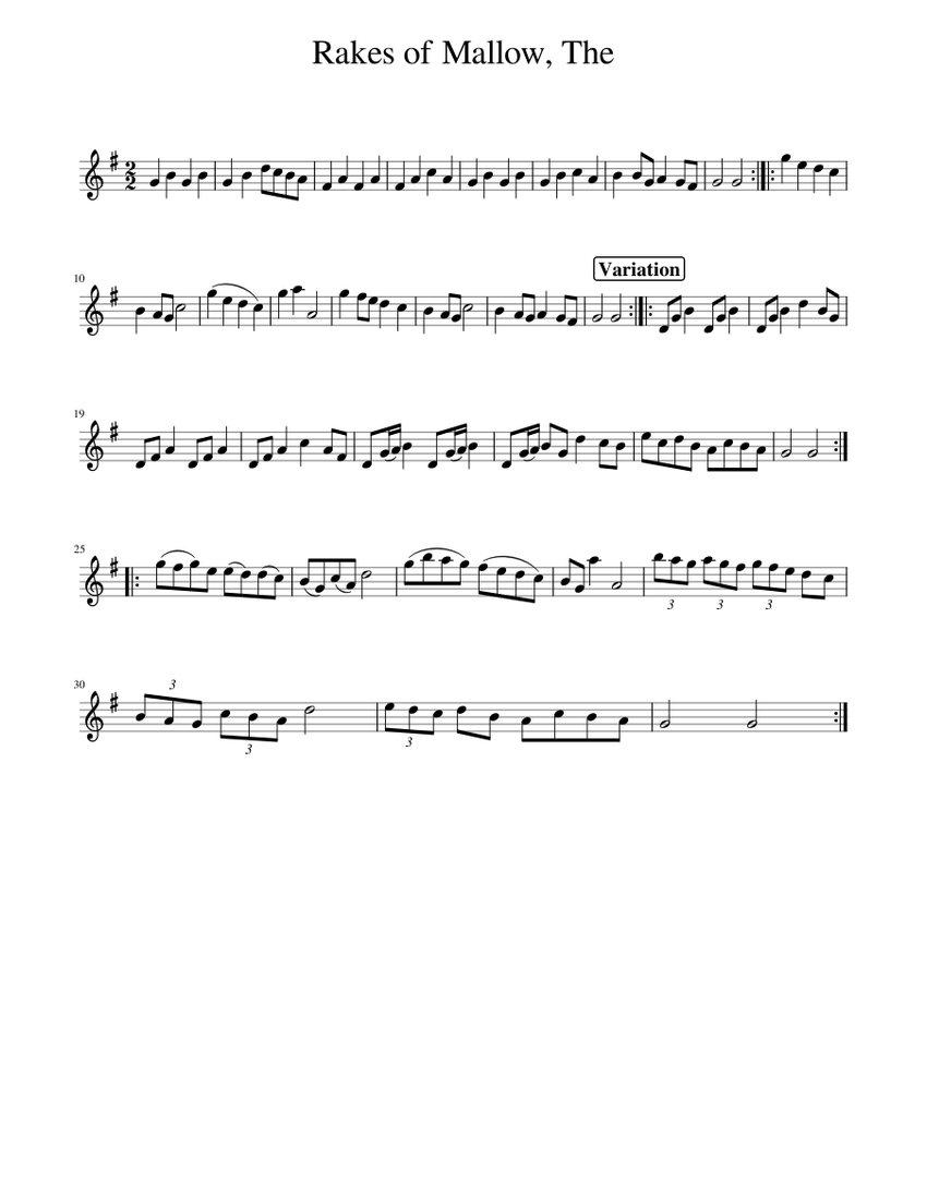 The Rakes of Mallow Sheet music for Piano (Solo) | Musescore.com