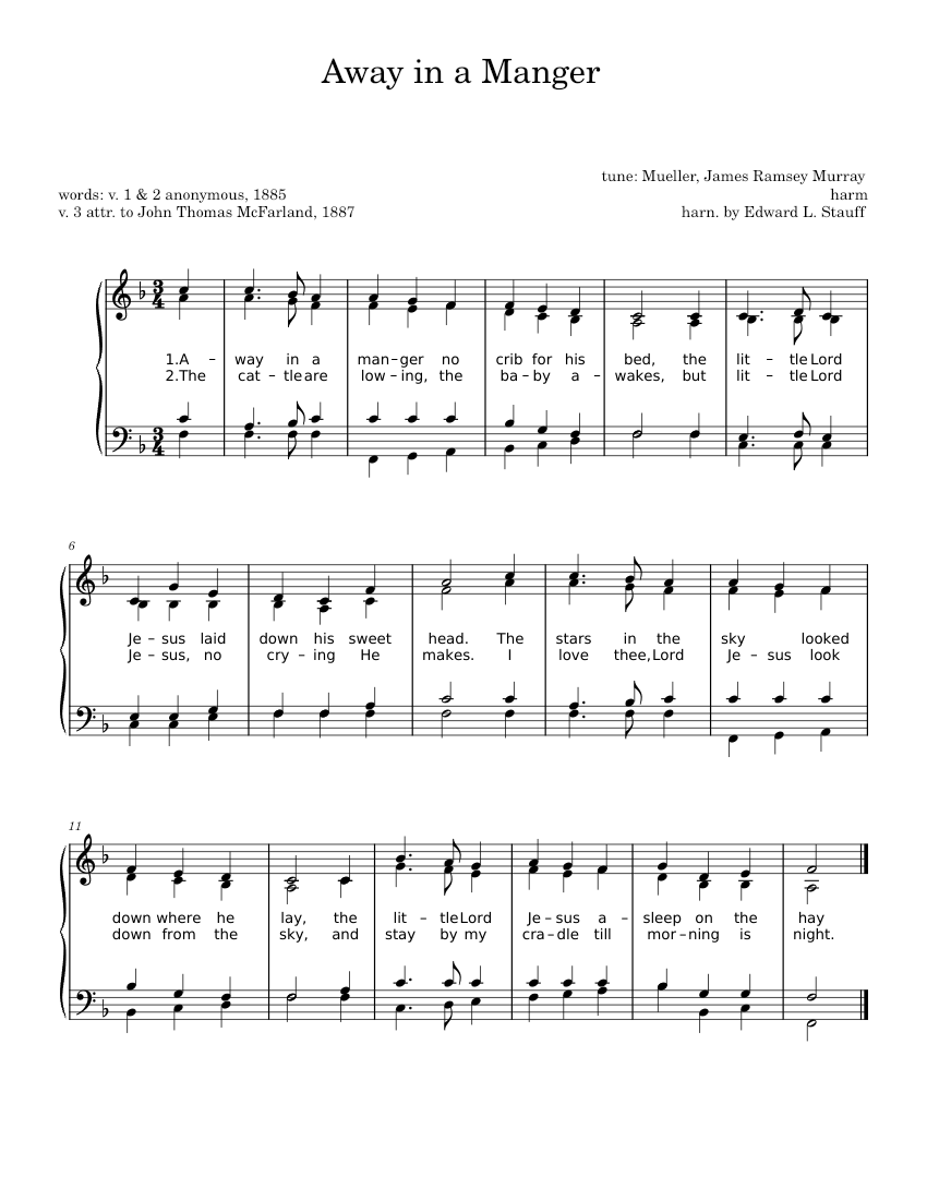 Away in a manger – Misc Christmas Sheet Music for Piano (SATB) easy ...