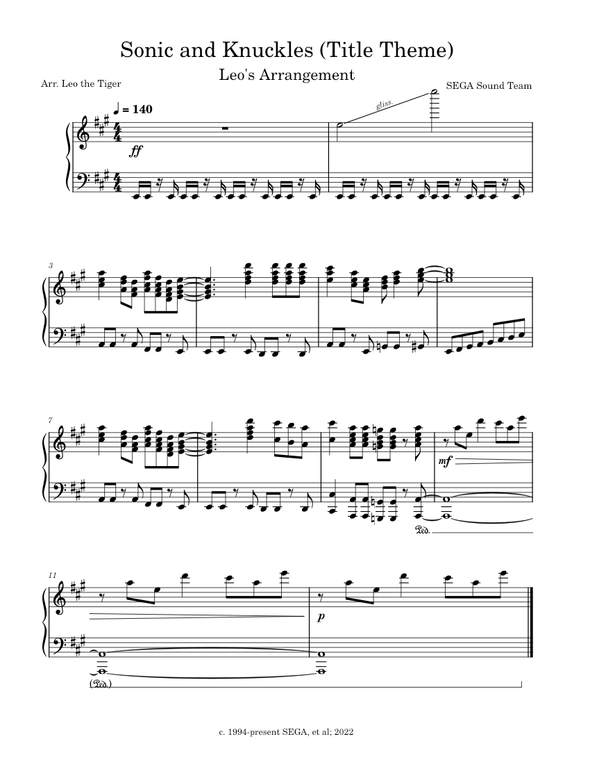 Sonic & Knuckles - Title Screen Music – SEGA Sound Team Sheet music for ...