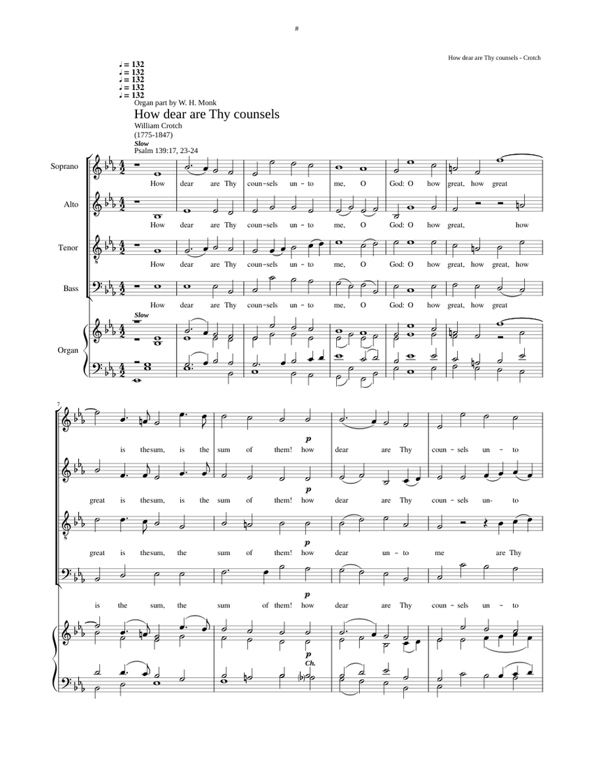 How dear are Thy counsels - William Crotch Sheet music for Organ, Bass ...